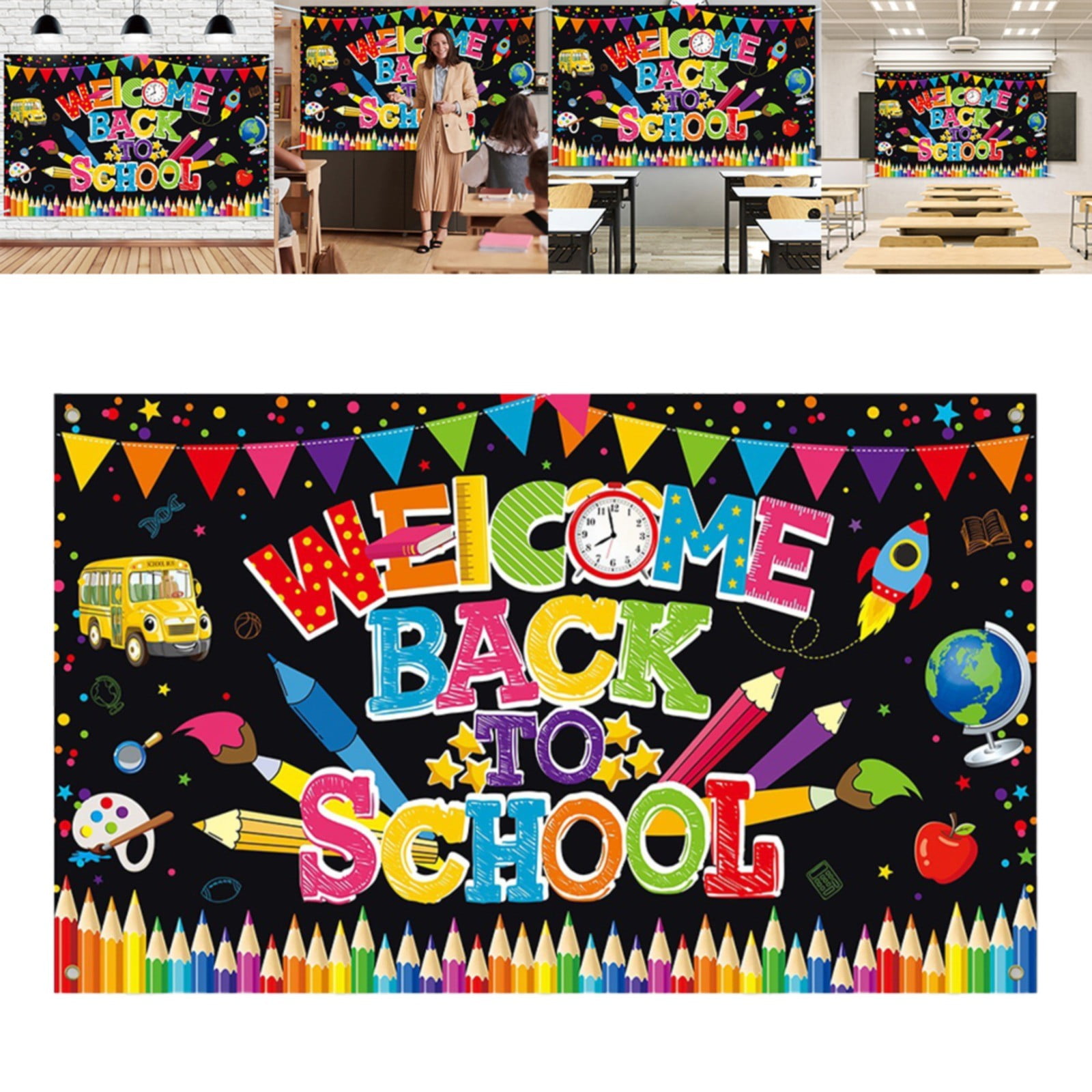 Ctnporpo Back To School Banner 180 * 110cm for Classroom Decoration ...