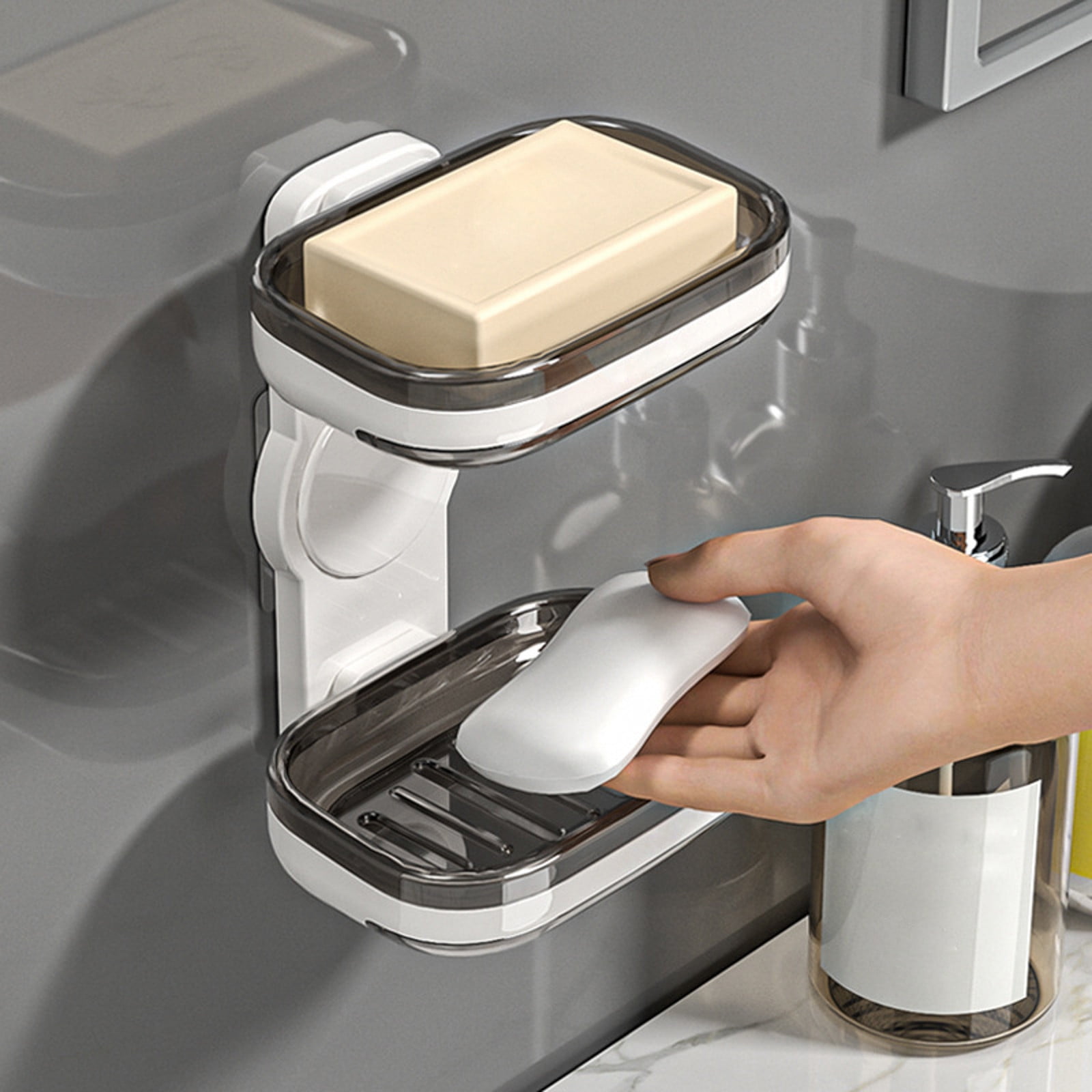 Ctnporpo Bathroom Soap Dish Wall Mounted Double Layer Soap Holder with ...