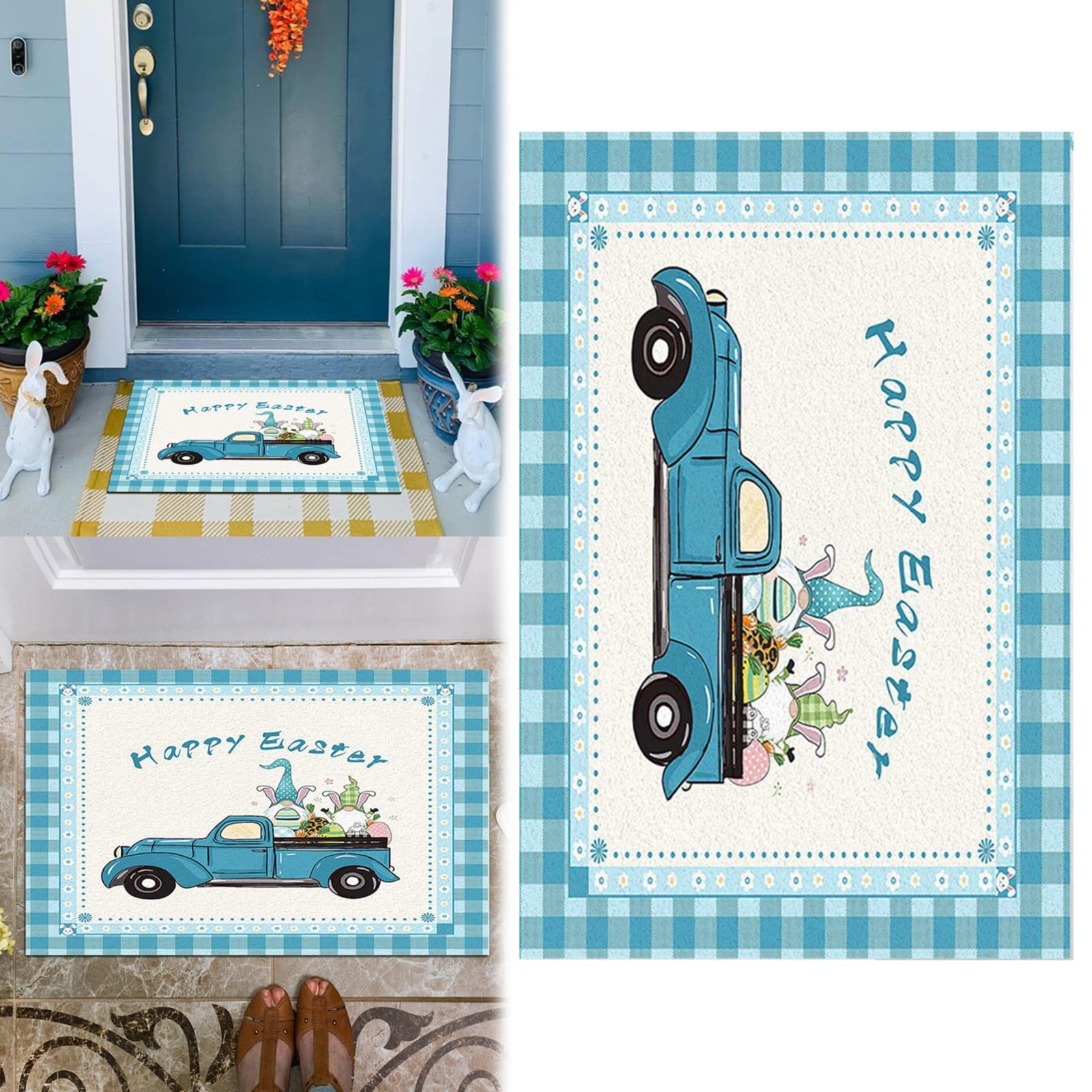 Ctnporpo Carpet Easter Carpet Faux Wool Entry Door Mat Pattern Easter ...