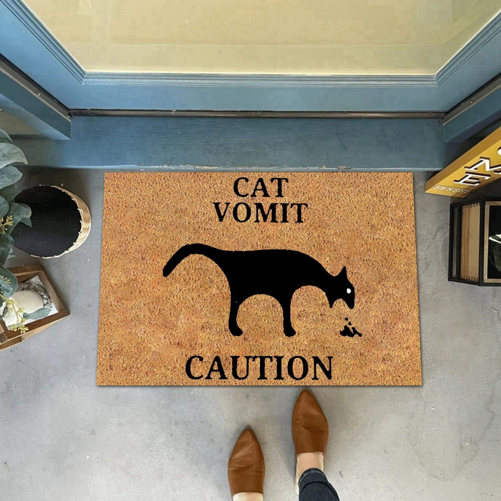 Ctnporpo Cat Vomit Sign Doormat Dog Vomit Sign Welcome Doormat Cat ...