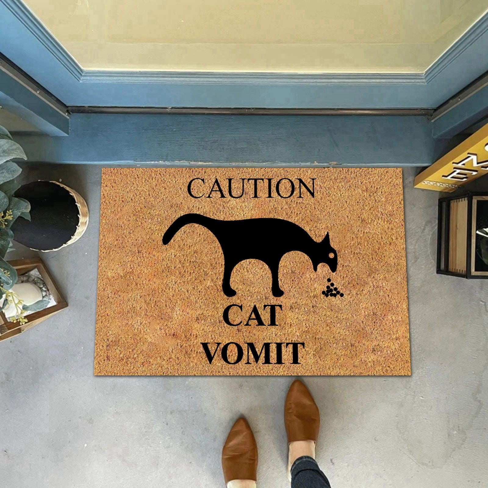 Ctnporpo Cat Vomit Sign Doormat Dog Vomit Sign Welcome Doormat Cat ...