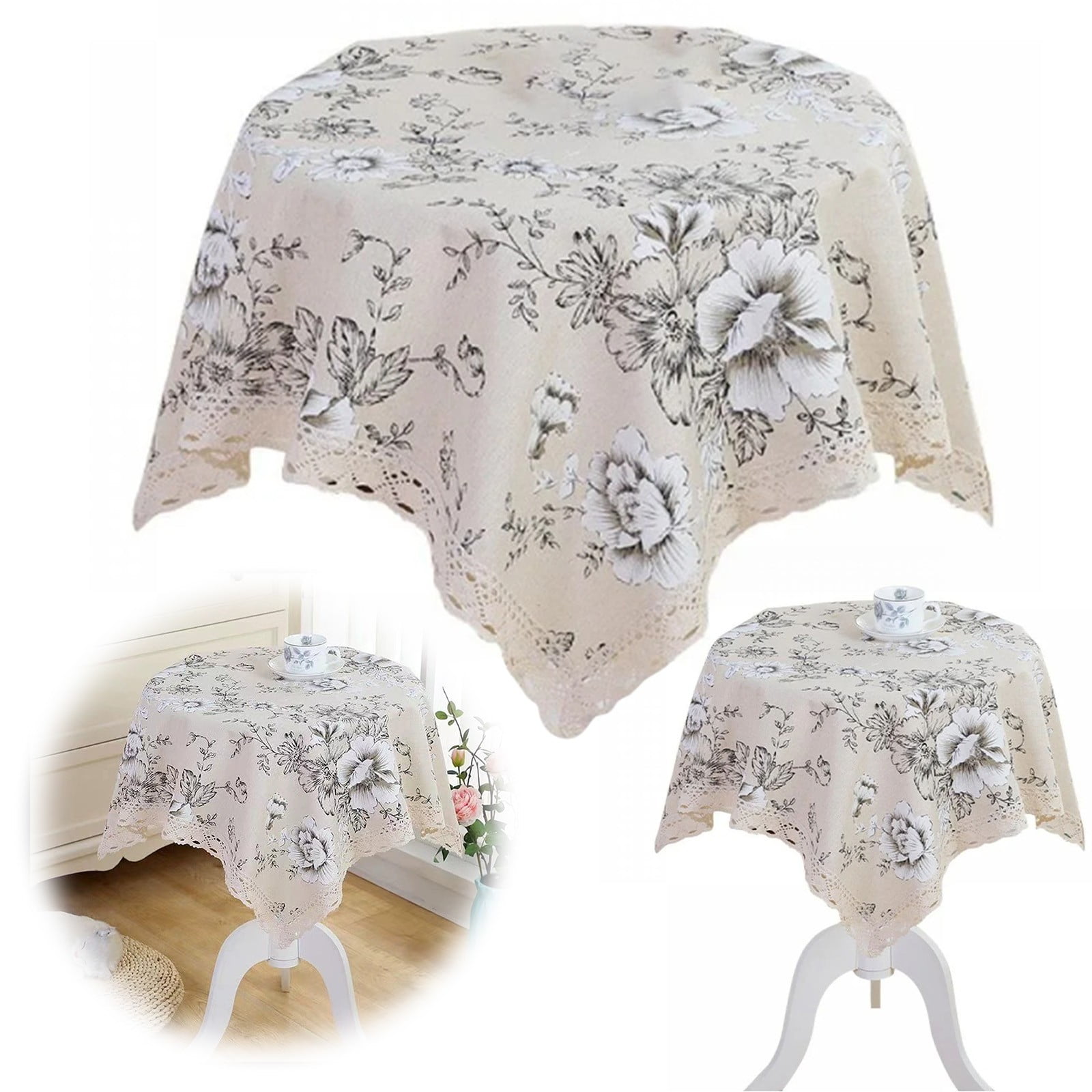 Ctnporpo Clearance Table Cloth Vintage Navy Damask Pattern Decorative ...