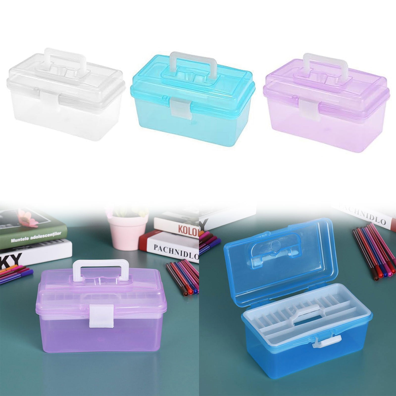 Ctnporpo Craft Storage Container Clear Plastic Art Storage Box ...