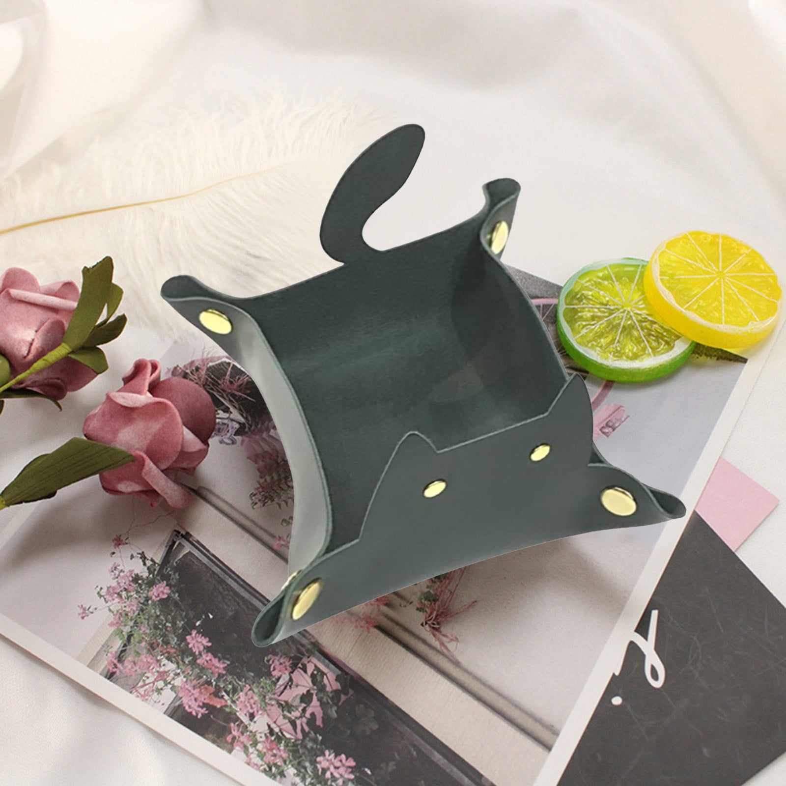 Ctnporpo Entrance Miscellaneous Storage Tray Cartoon Cat Shaped Coffee ...