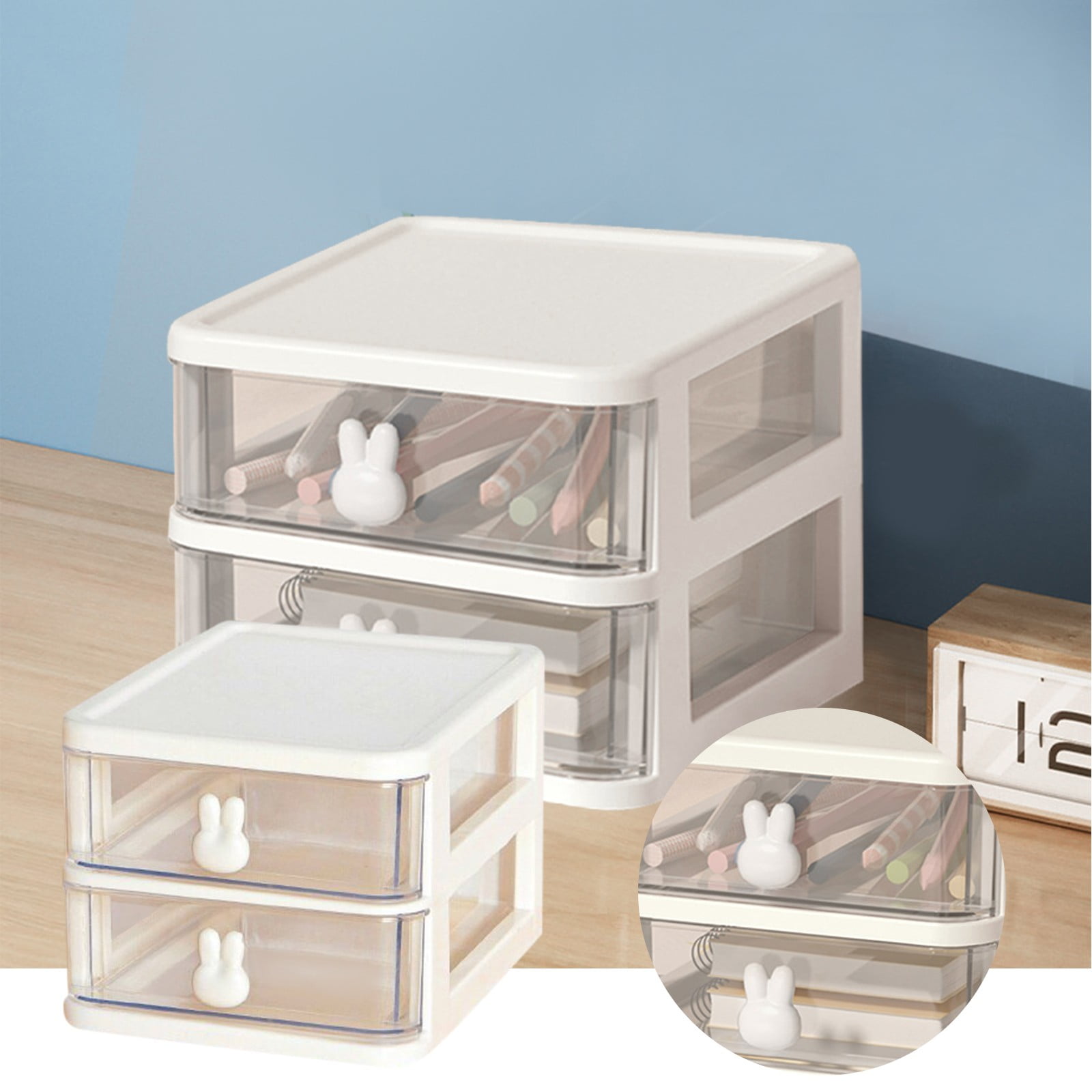 Ctnporpo Kawaii Stationery Drawer Storage Box Desktop Student Drawer ...