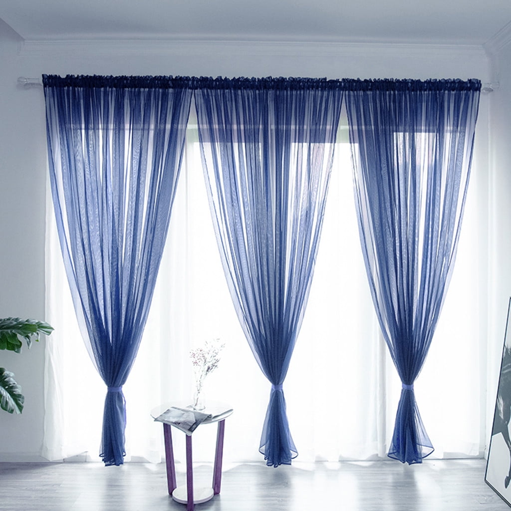 Ctnporpo Leaves Sheer Curtain Tulle Window Treatment Voile Drape ...