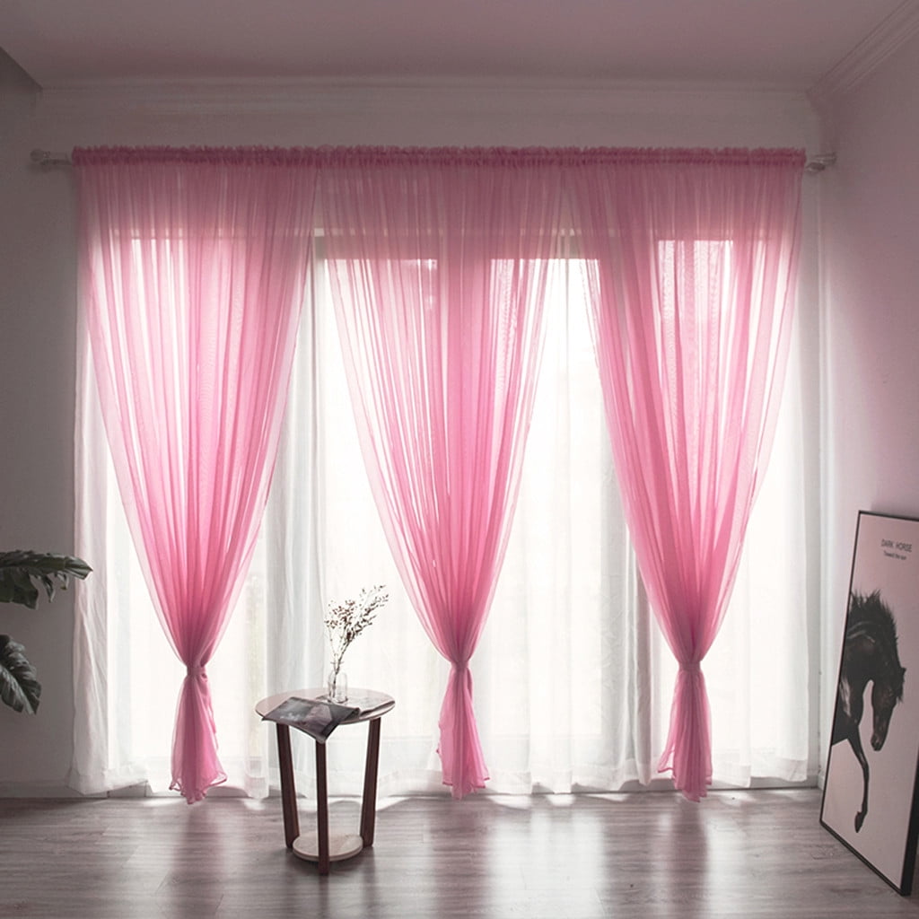 Ctnporpo Leaves Sheer Curtain Tulle Window Treatment Voile Drape ...