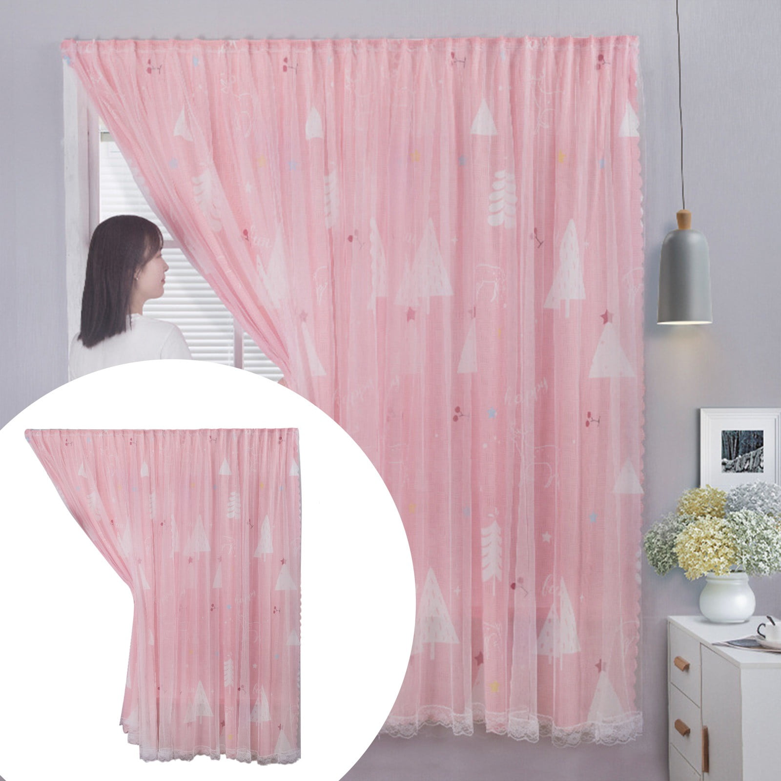Ctnporpo No Punching with Yarn Curtain Translucent Impervious To People ...