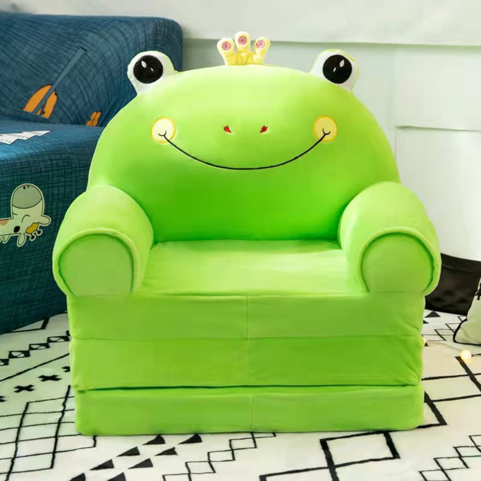 Ctnporpo Plush Kids Sofa Backrest Armchair 2 In 1 Foldable Children ...