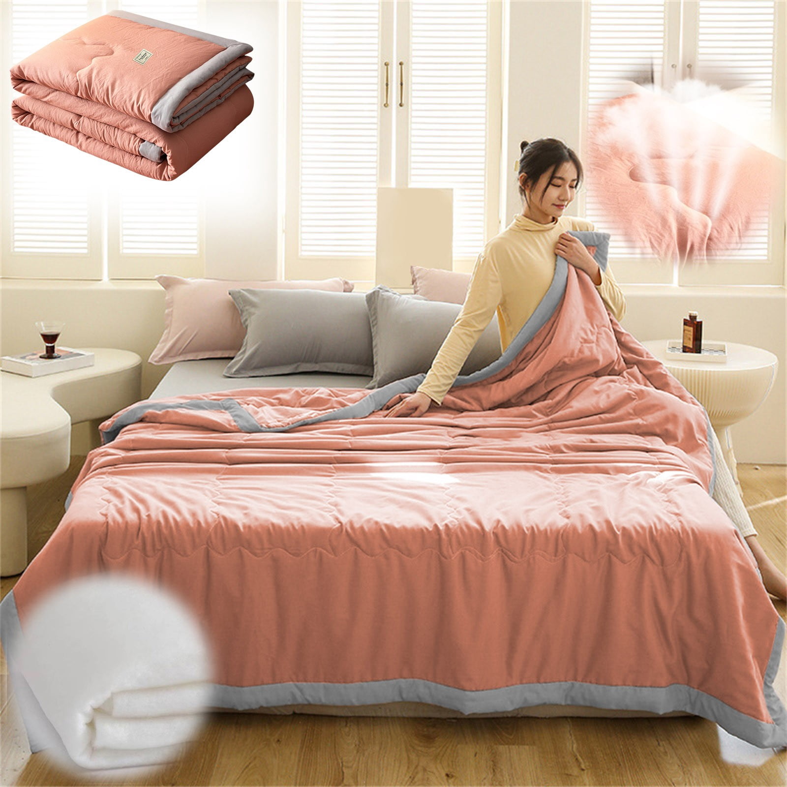 Ctnporpo Soybean Fiber Cool Quilt Washed Cotton Summer Cool Quilt ...