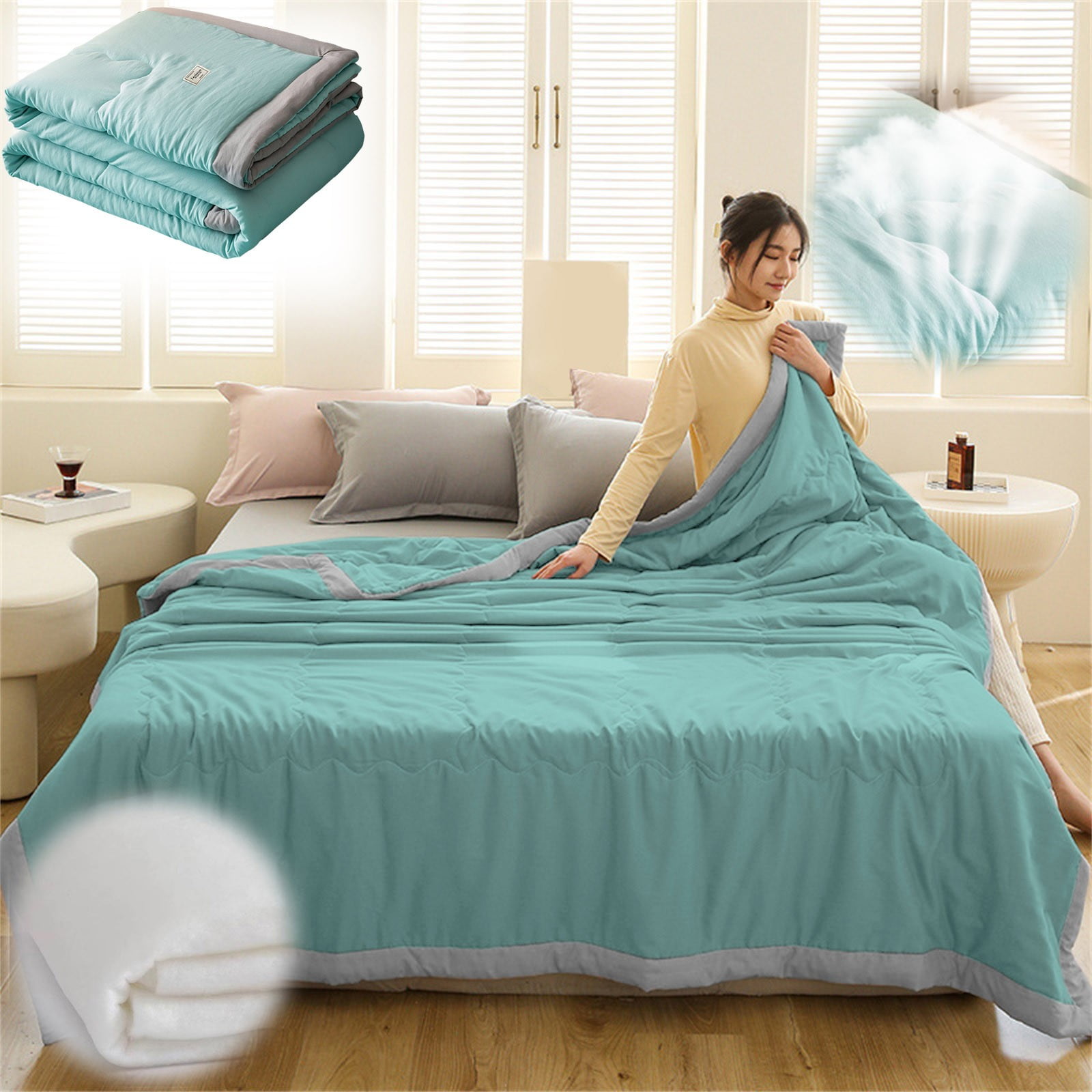 Ctnporpo Soybean Fiber Cool Quilt Washed Cotton Summer Cool Quilt Japanese Style Children's ...