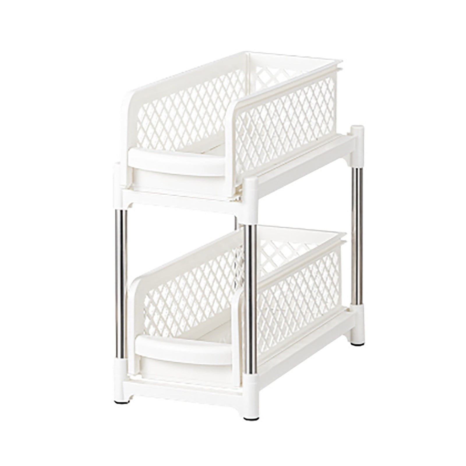 Ctnporpo Storage Case 2 Tier Storage Cabinet Organizer White Organize ...