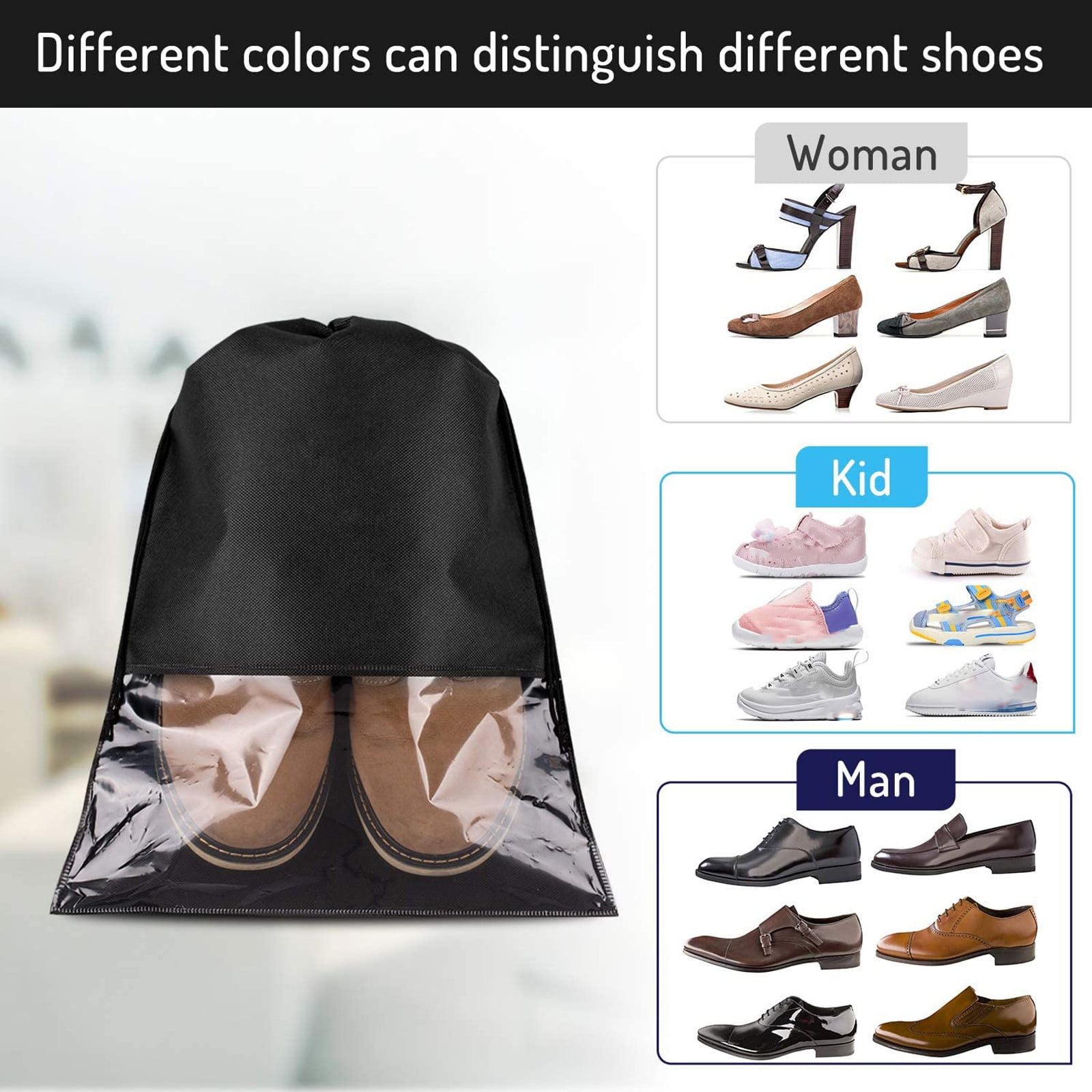 Ctnporpo Travel Shoe Bags Large Shoe Storage Bag Portable Drawstring ...