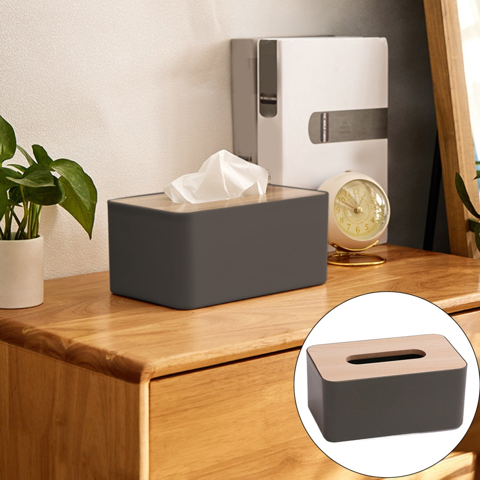 Ctnporpo Wood Tissue Box Cover for Disposable Paper Facial Tissues ...