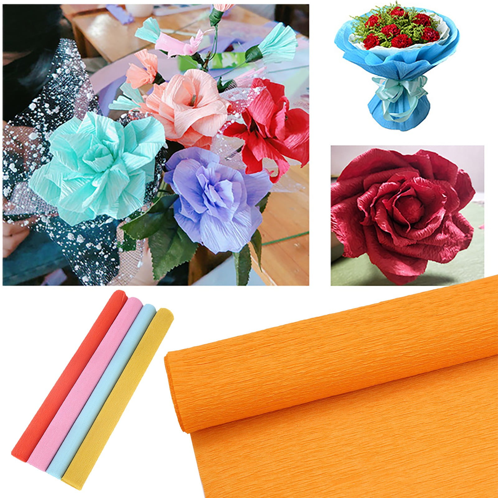 Ctnporpo Woolen Needle Folding Crinkled Crepe Paper DIY Flower Wrapping ...