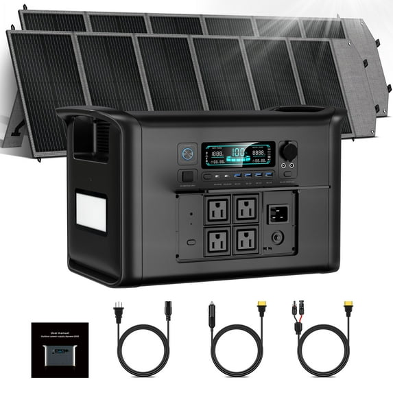 Ctolity Portable Power Station 2400W 2048Wh LiFePO4 Solar Generator ...