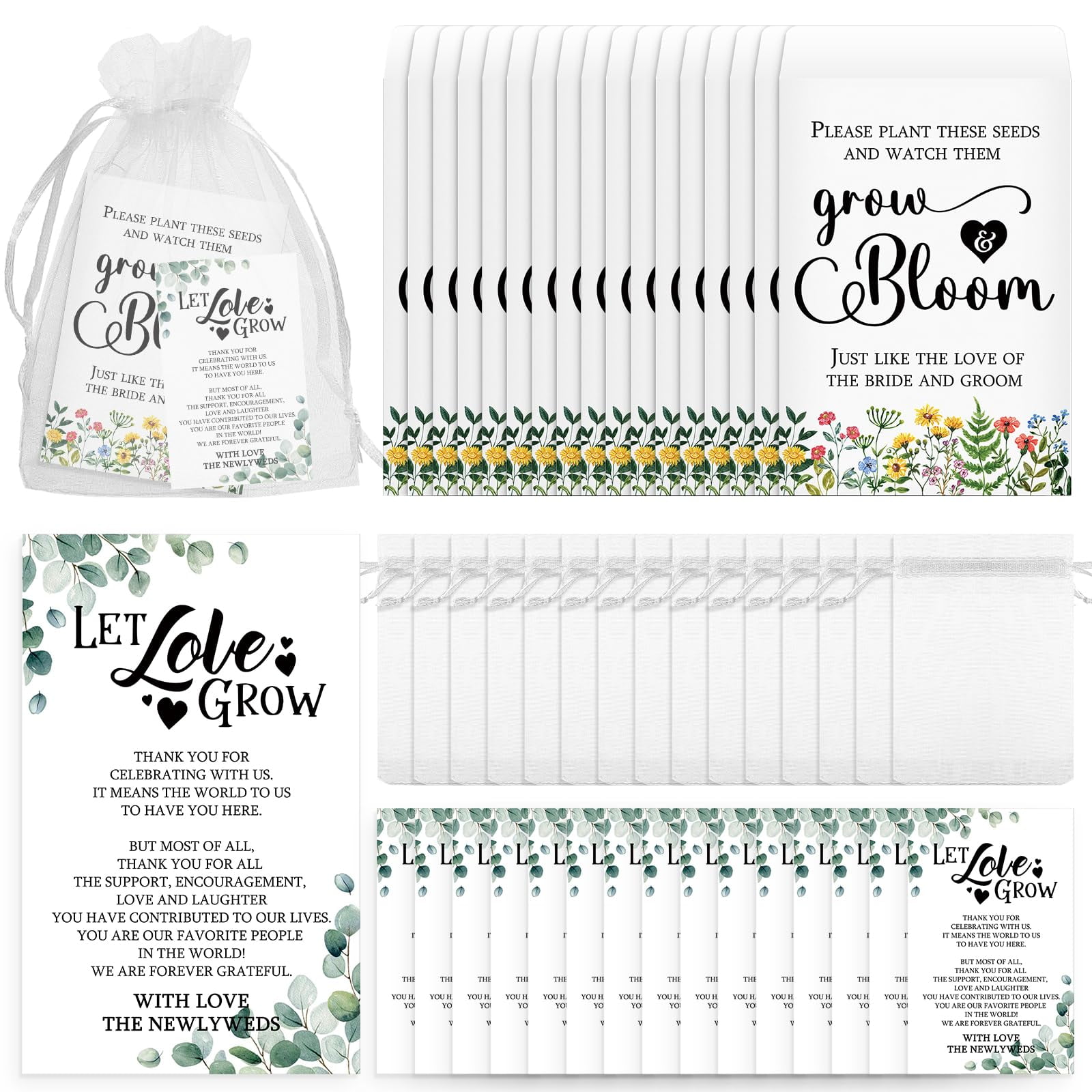 Ctosree 100 Set Wedding Favors for Guests Bulk Include 100 Pcs Self ...