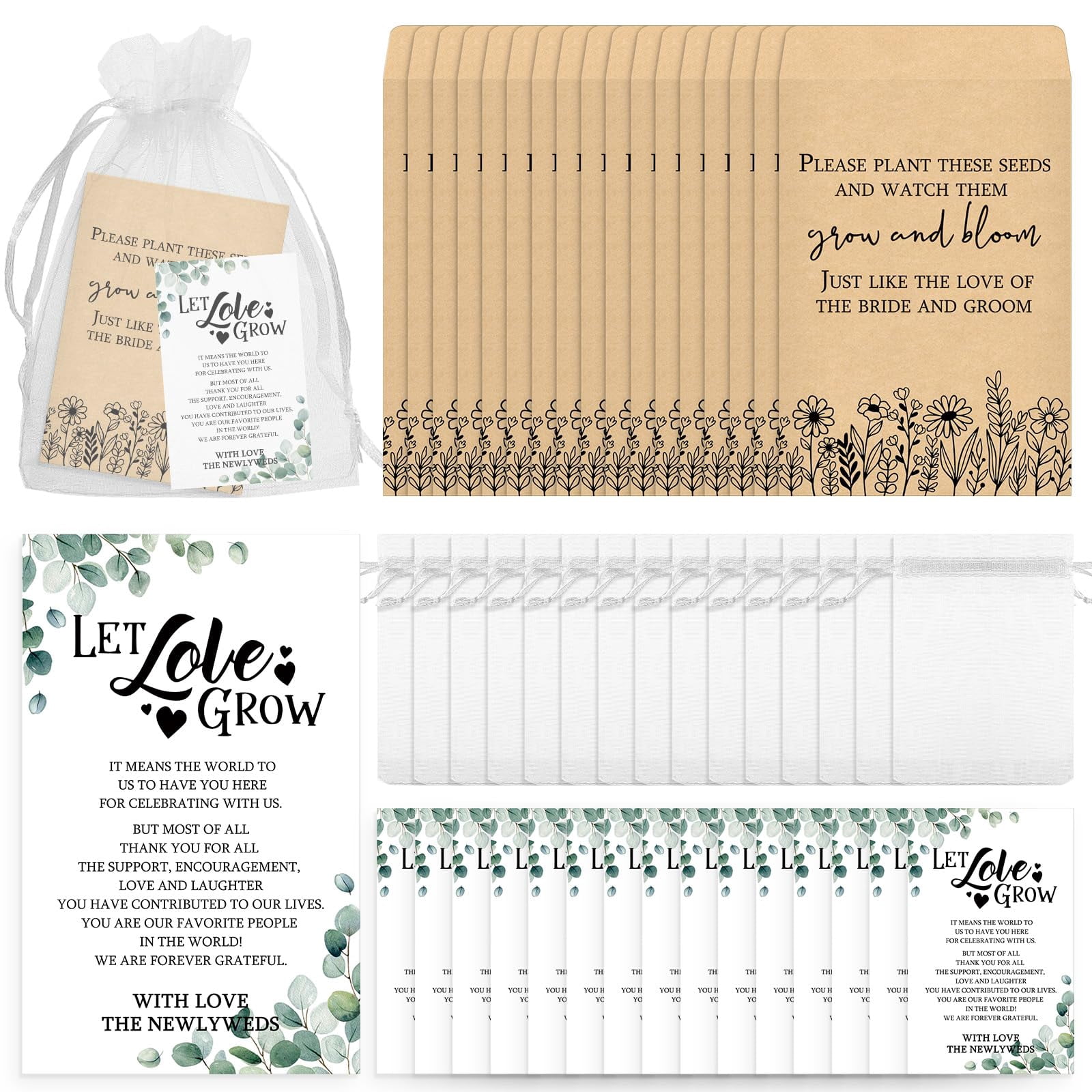 Ctosree 100 Set Wedding RRF12 Favors for Guests Bulk Include 100 Pcs ...