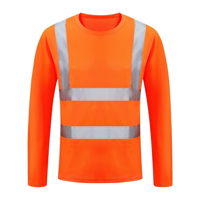Ctreela Safety Reflective High Visibility T Shirts for Men, Brathable Long Sleeve Hi Vis ...