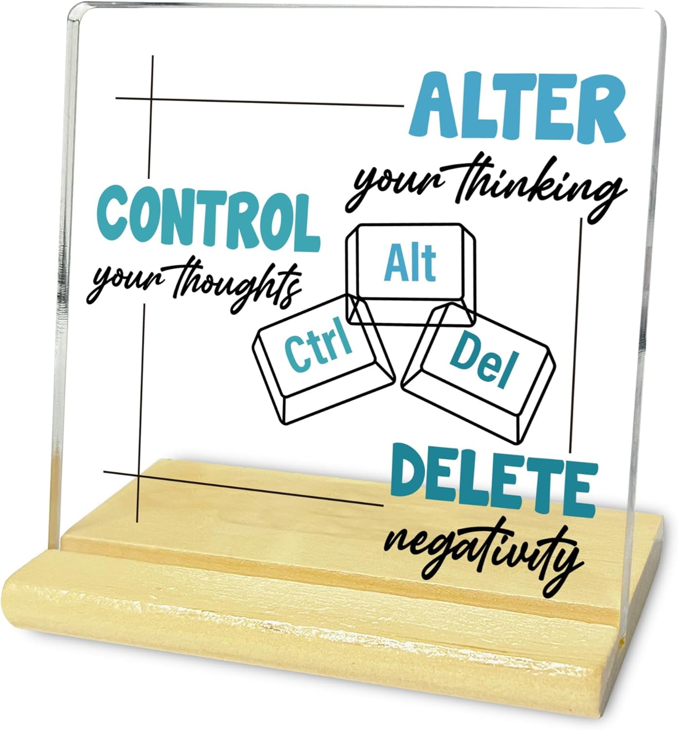 Ctrl Alt Del Acrylic Desk Sign (4 x 4 Inches) - Modern, Inspirational ...