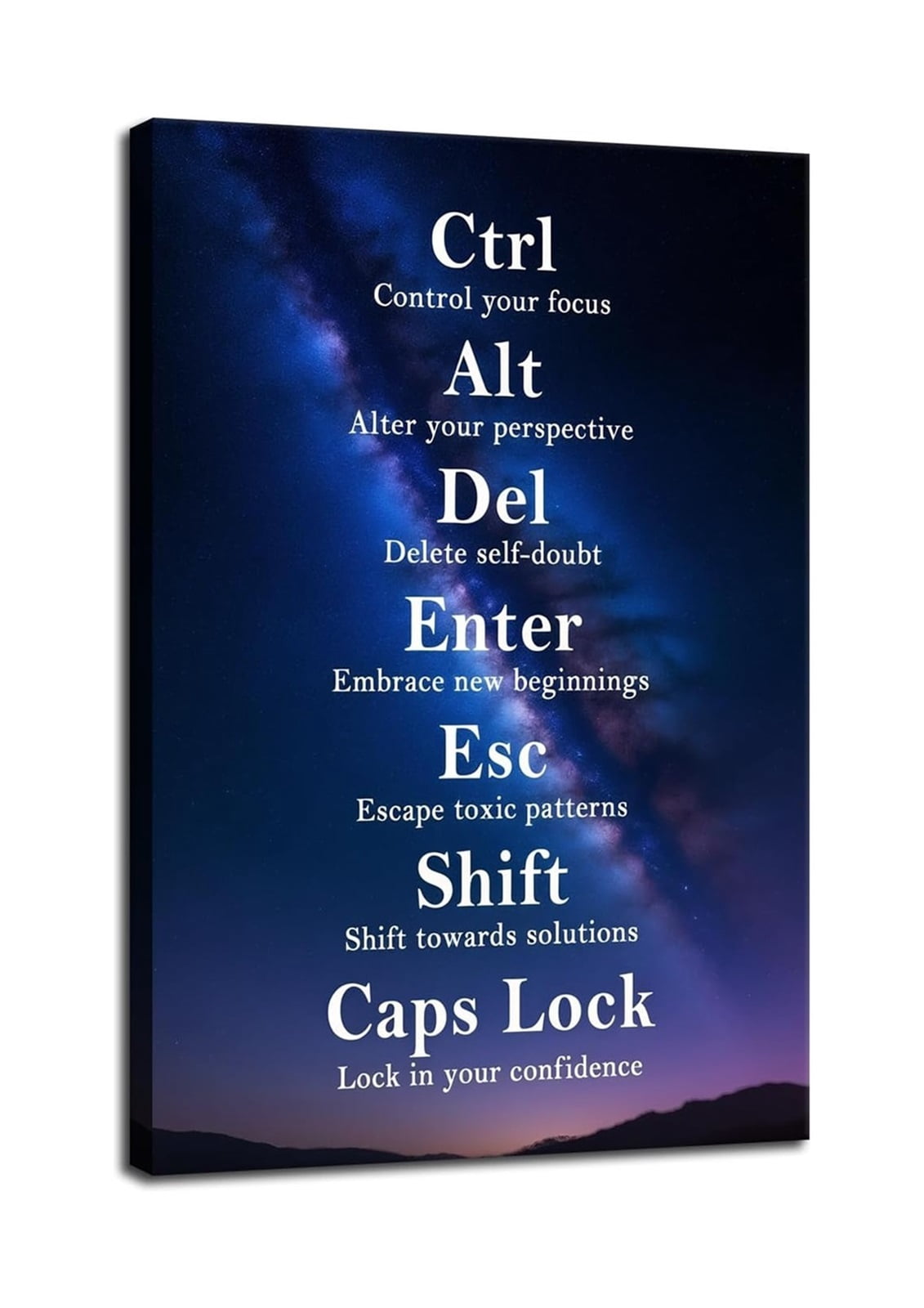 Ctrl Alt Del Your Life Canvas Wall Art, Motivational Reset Quote for ...