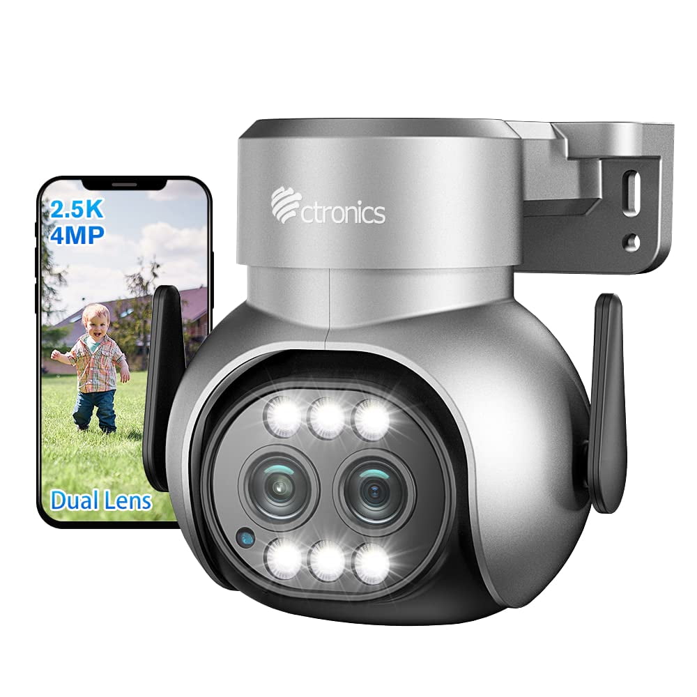 Ctronics 2.5K 4MP Dual Lens Security Camera Outdoor Wired, 2.4/5GHz ...