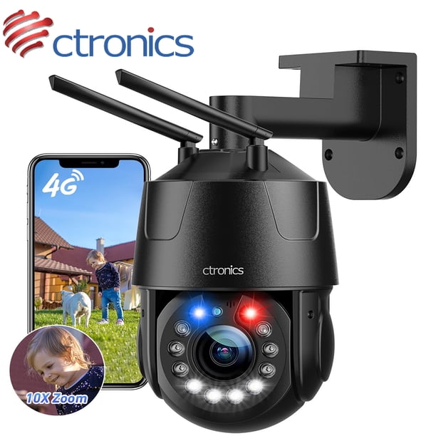 Ctronics 4G Cellular Security Camera with 10X Optical Zoom, SIM Card ...