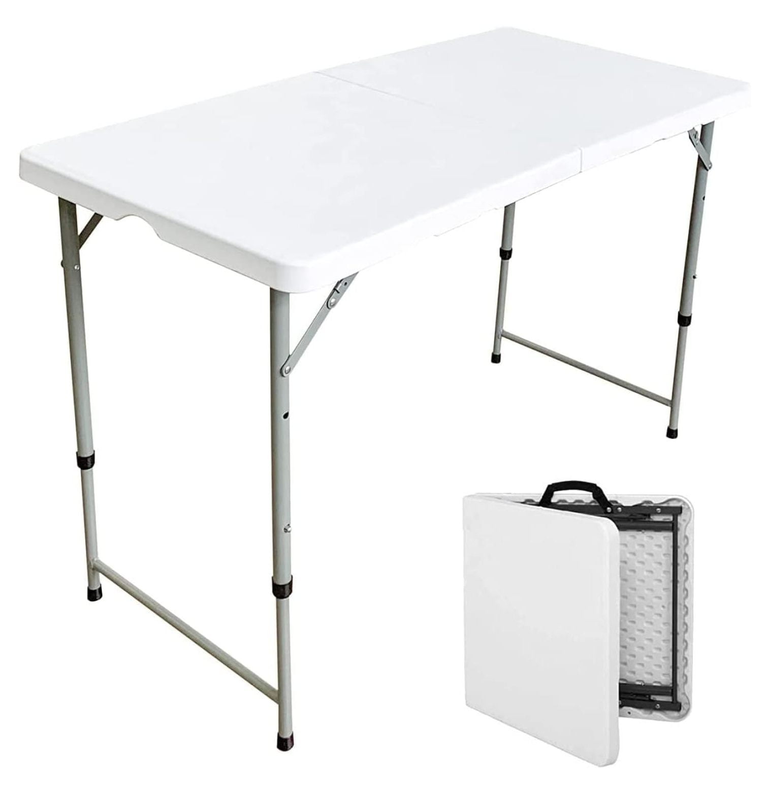 CuYeHt 4ft Bi-Fold Folding Table Portable Plastic Indoor Outdoor Picnic ...