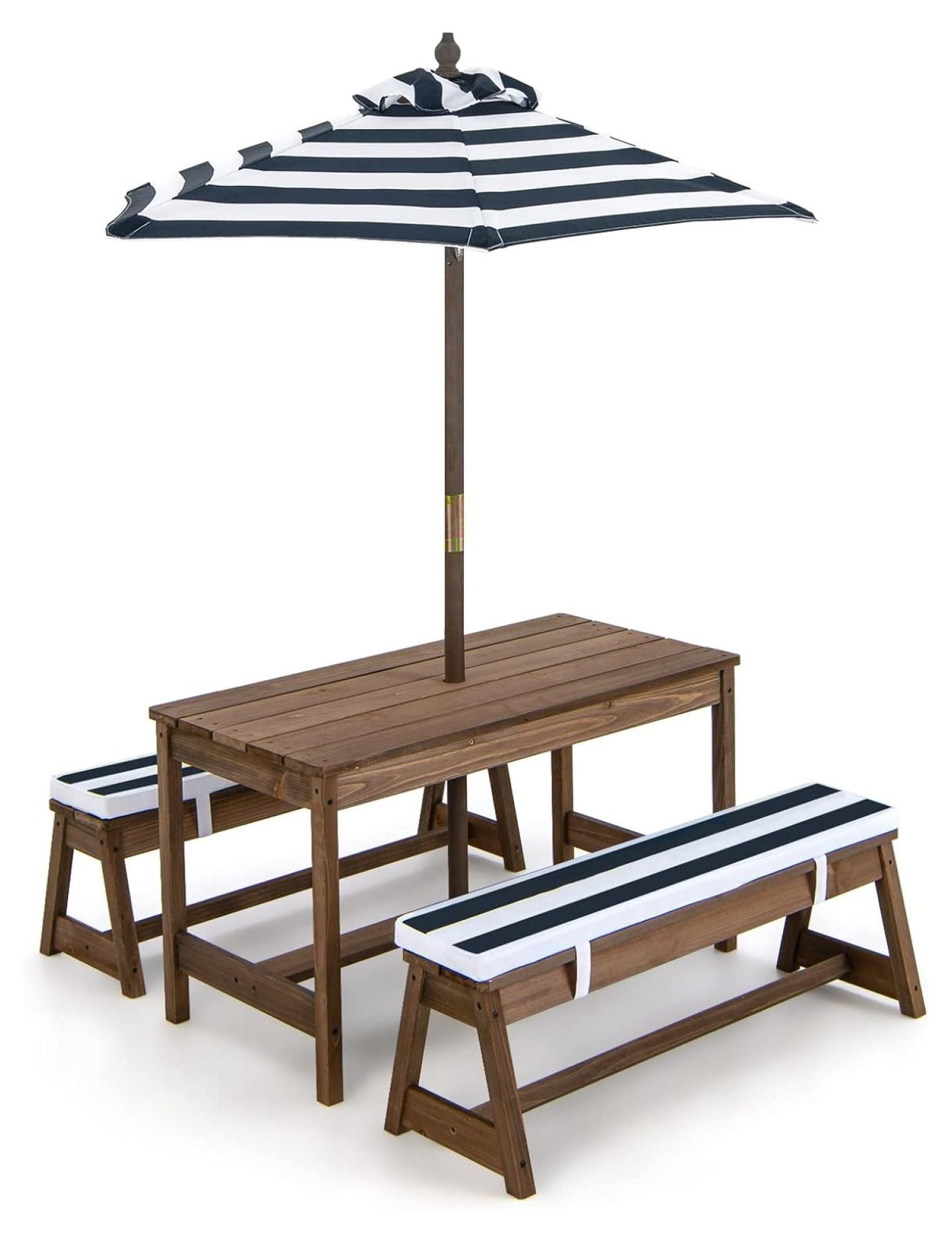 CuYeHt Kids Picnic Table with Umbrella Foldable, Backyard Wooden Table ...
