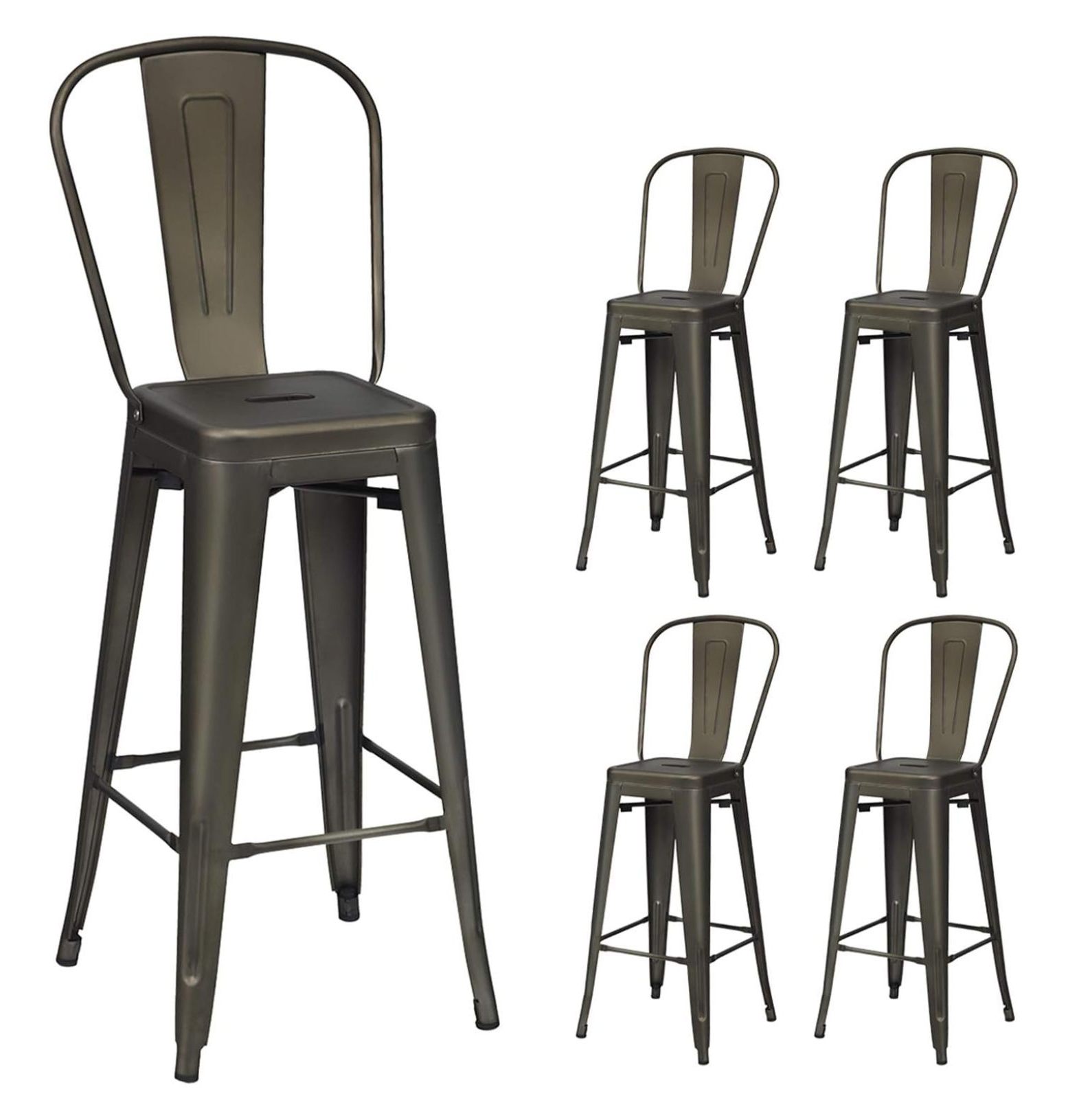 CuYeHt Metal Bar stools Set of 4, with Removable Back, 30'' Bar Height ...