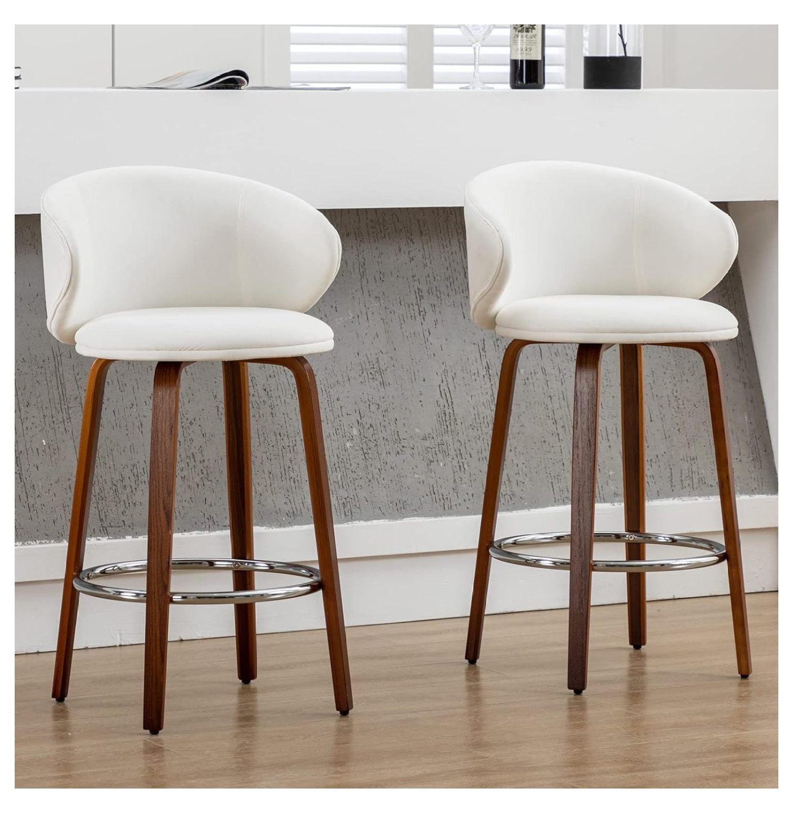 CuYeHt Modern Bar Stools Set of 2, 26" Counter Height Stools with ...