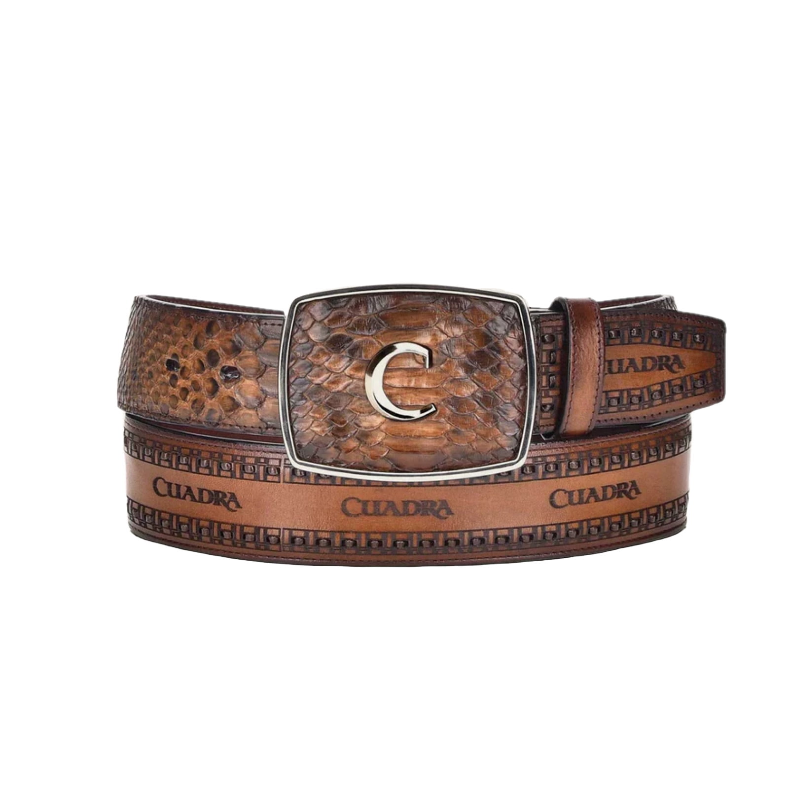 Cuadra Men's Python Woven Brown Leather Belt BC200 - Walmart.com