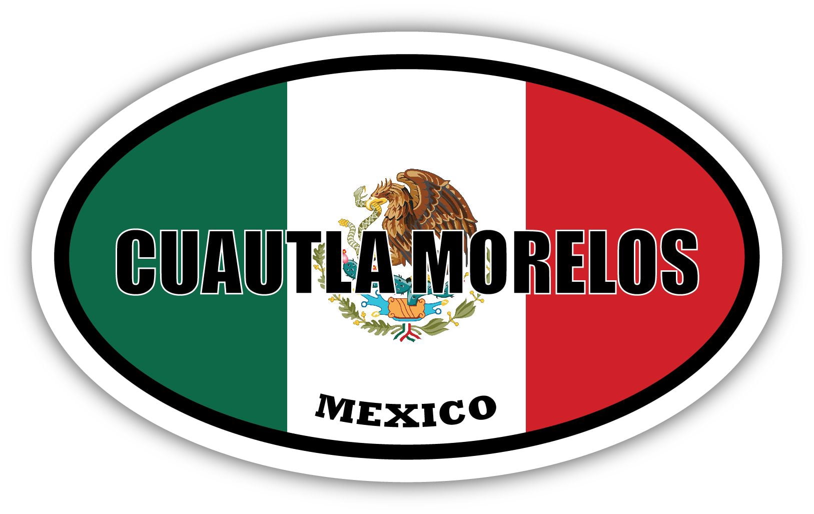 Cuautla Morelos Mexico Flag Oval Decal Vinyl Bumper Sticker 3x5 inches ...
