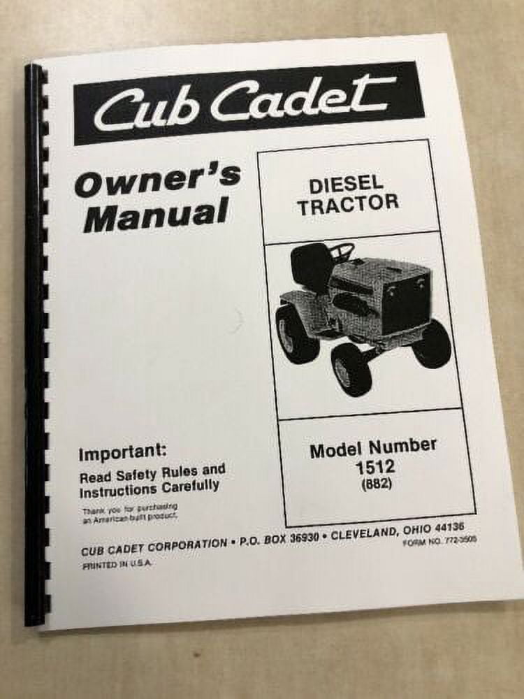 Cub Cadet 1512 Diesel Lawn Mower Garden Tractor Operators Owners Manual ...