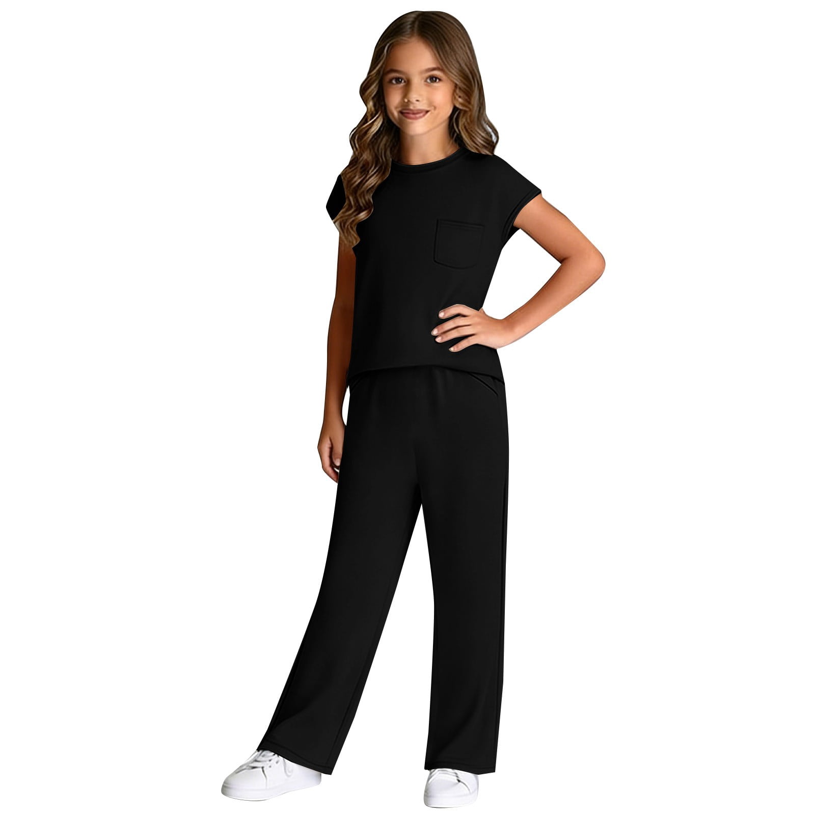 CubCozy Girls Matching 2pc Pant Set Cap Sleeve Tee and Lounge Pants ...