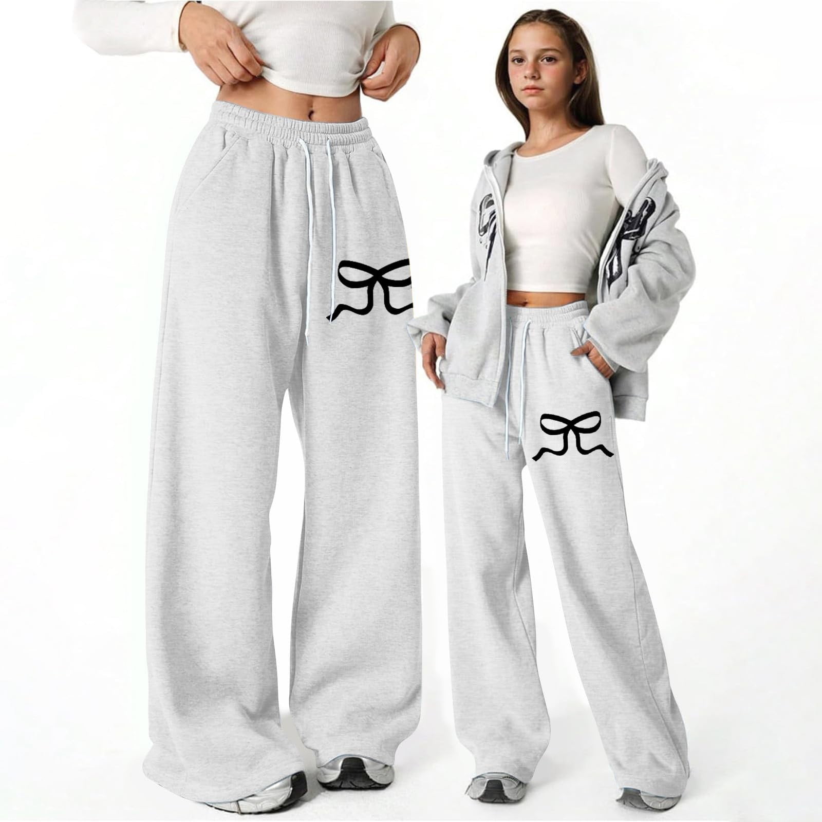 CubCozy Tween Girls Athletic Casual Pants Wide Straight Leg Loose Fit ...