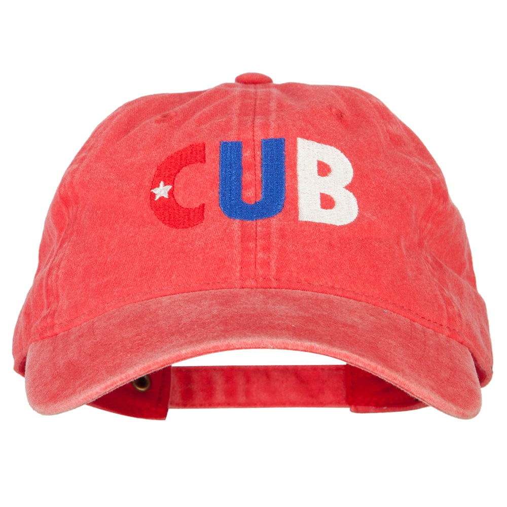 Cuba CUB Flag Embroidered Washed Cotton Twill Cap - Red OSFM - Walmart.com
