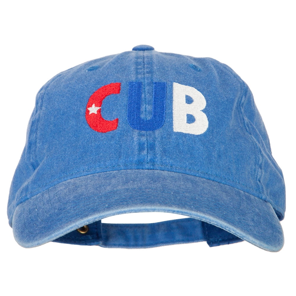 Cuba CUB Flag Embroidered Washed Cotton Twill Cap - Royal OSFM ...