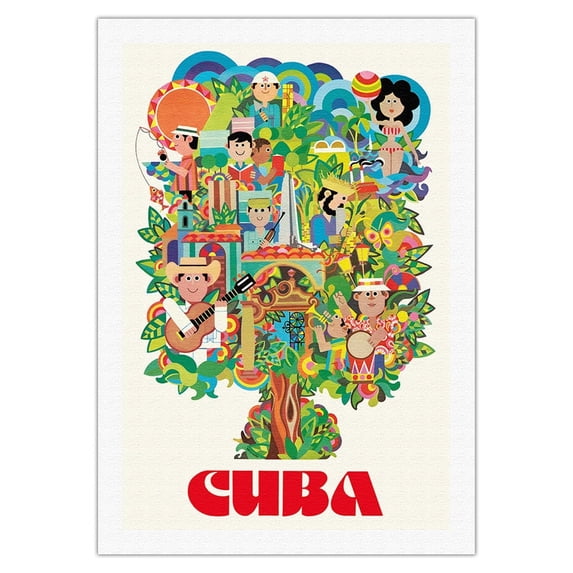 Cuba - Colorful Pictorial of Various Types of Cuban People - Vintage ...