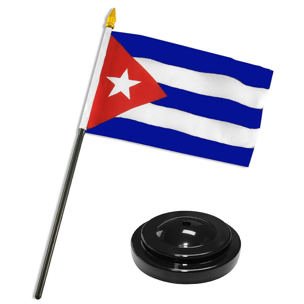 Cuba Cuban Flag 4"x6" Desk Set Table Stick Black Base - Walmart.com