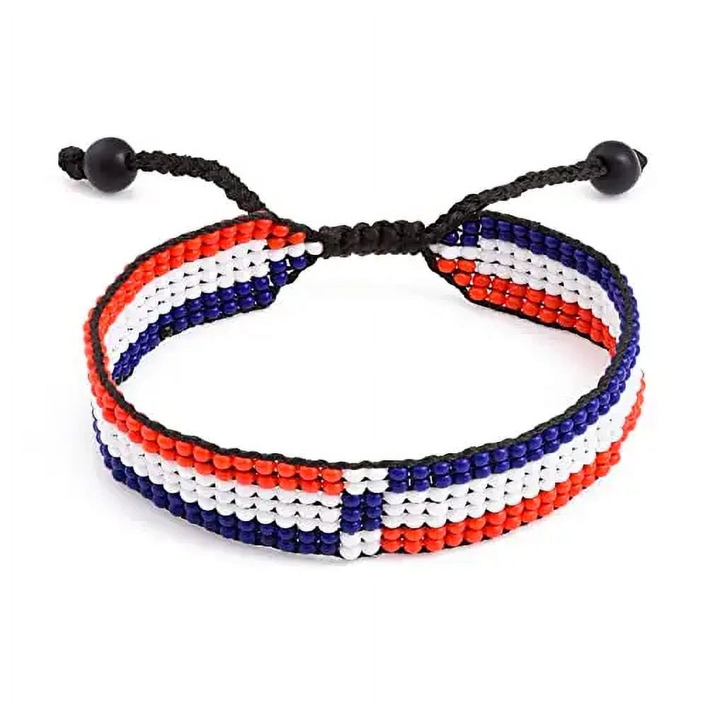 Cuba Flag Bracelet: Handmade Bracelet,Adjustable Beaded Boho-Style Rope ...