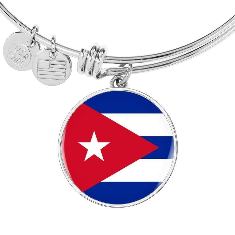 Cuba Flag Bracelet Stainless Steel or 18k Gold Circle Bangle - Walmart.com