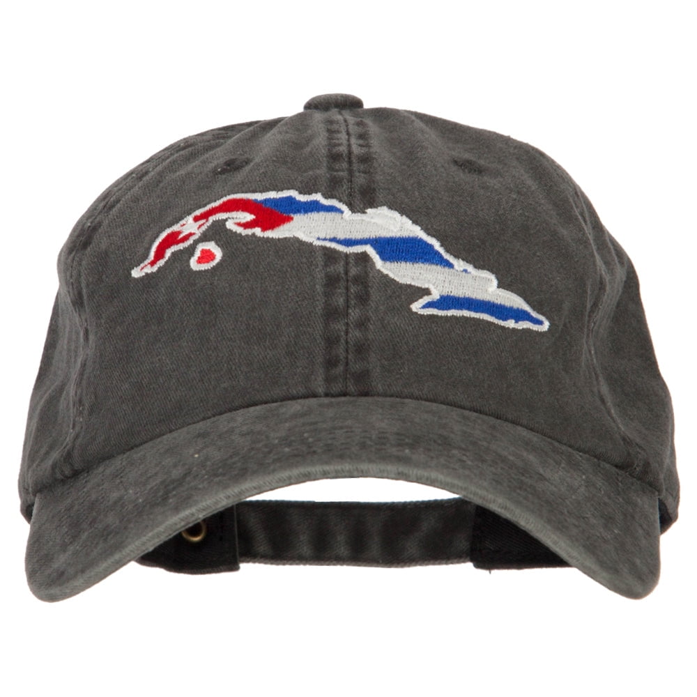 Cuba Flag Map Embroidered Washed Cotton Twill Cap - Black OSFM ...
