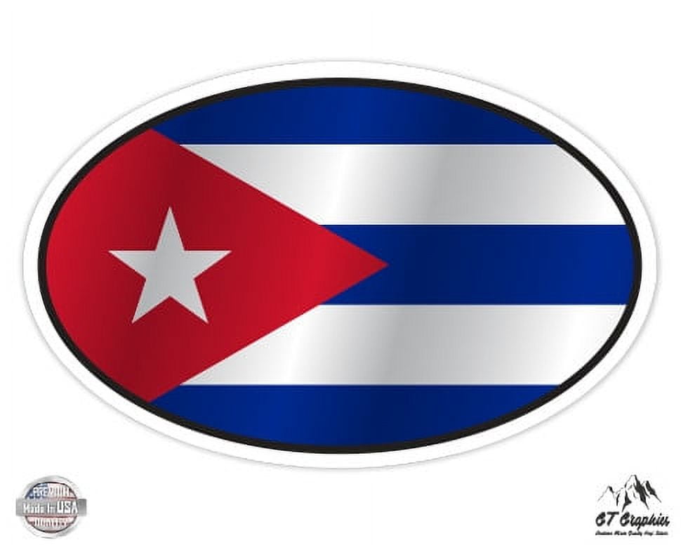 Cuba Flag Oval - 3" Vinyl Sticker - For Car Laptop I-Pad Phone Helmet ...