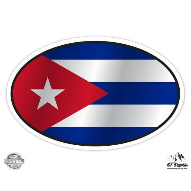 Cuba Flag Oval - 3" Vinyl Sticker - For Car Laptop I-Pad Phone Helmet ...