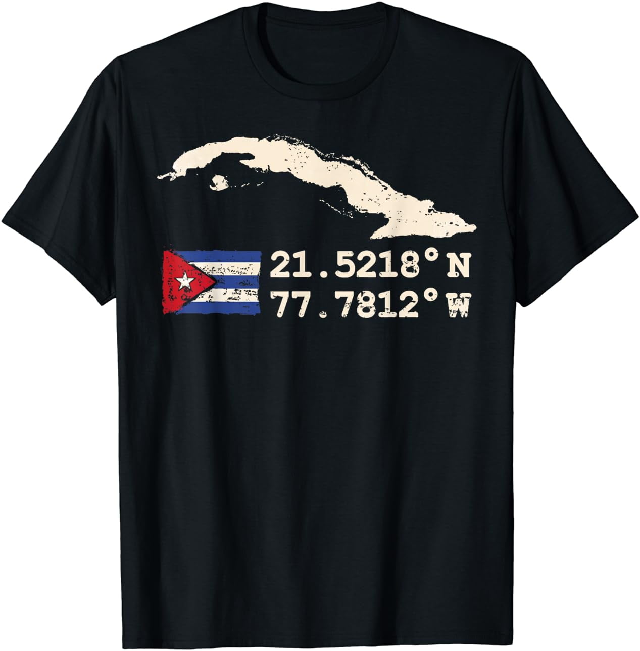 Cuba Flag Patriotic Cuban Roots Island Geography Coordinates T-Shirt ...