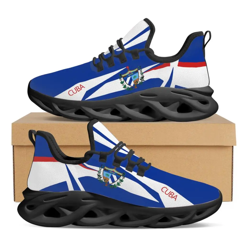 Cuba Flag Sneakers For Women Cuban Flag Designer Comfortable Lace Up Platform Sneakers ...