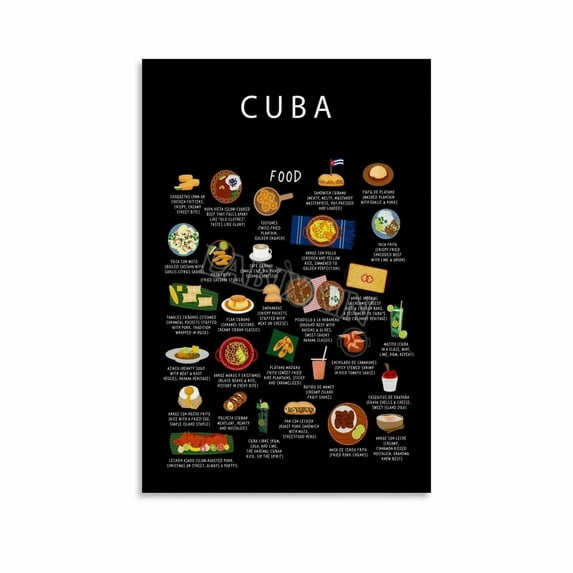 Cuba Food Poster Caribbean Kitchen Wall Decor Canvas Painting for ...