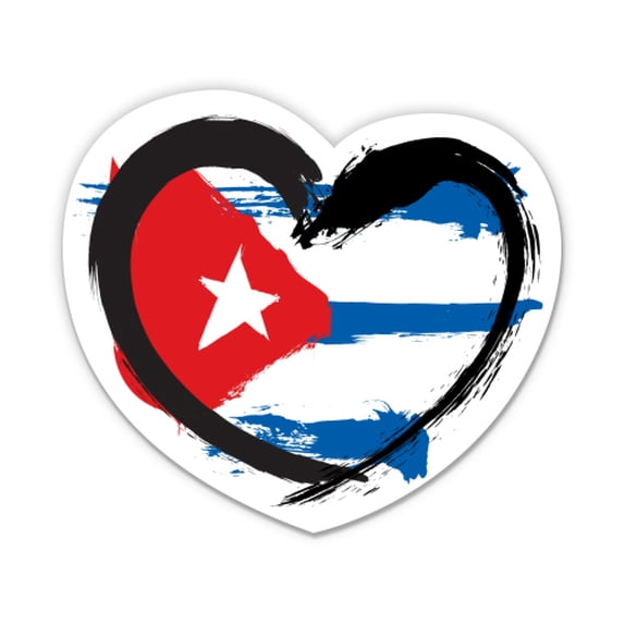 Cuba Heart Cuban Flag Bandera Cubana - 3" Vinyl Sticker - For Car ...