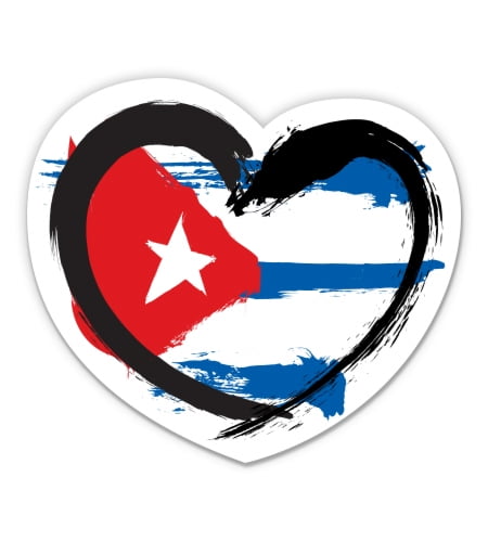 Cuba Heart Cuban Flag Bandera Cubana - 5" Vinyl Sticker - For Car ...